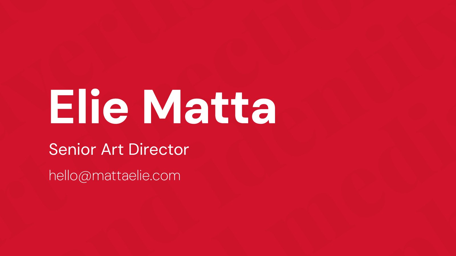 Elie Matta - Senior Art Director